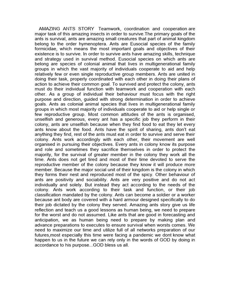 Ants: A Story of Teamwork and Survival | PDF | Ant | Eusociality