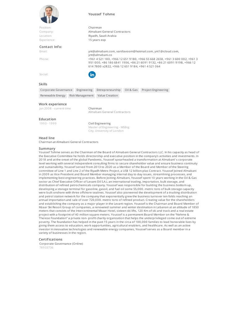 Youssef Tohme | PDF | Business