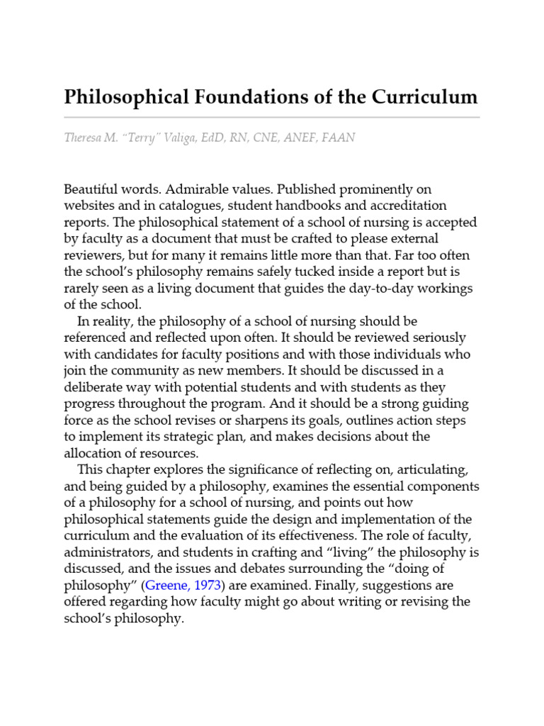 Philosophical Foundations of The Curriculum | PDF