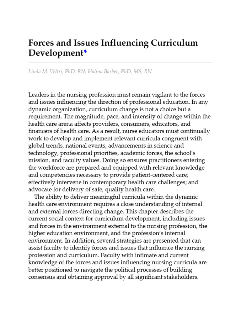 1.forces and Issues Influencing Curriculum | Download Free PDF | Nursing | Health Care