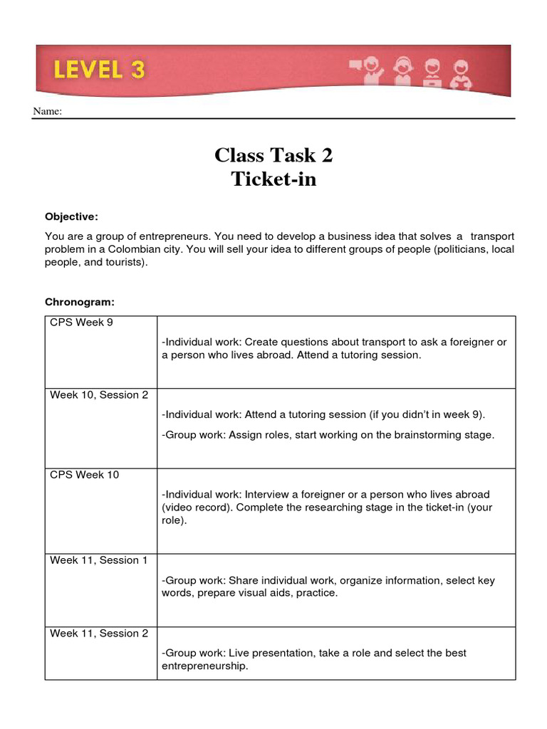 Class Task 2 Ticket-In | PDF | Body Language | Transport
