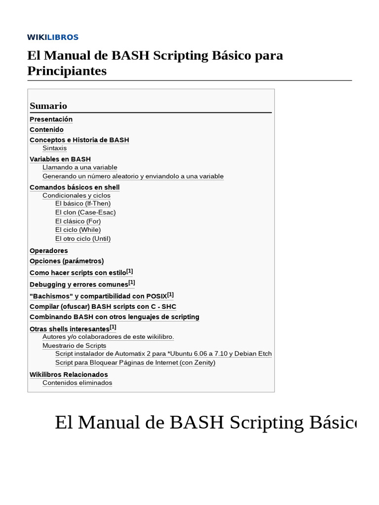 El Manual de BASH Scripting Básico para Principiantes | PDF