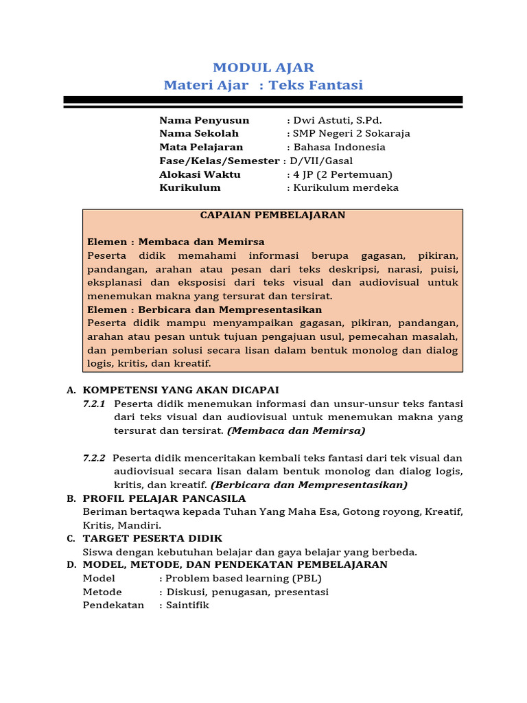 Modul Ajar (Diah Ayu) | PDF