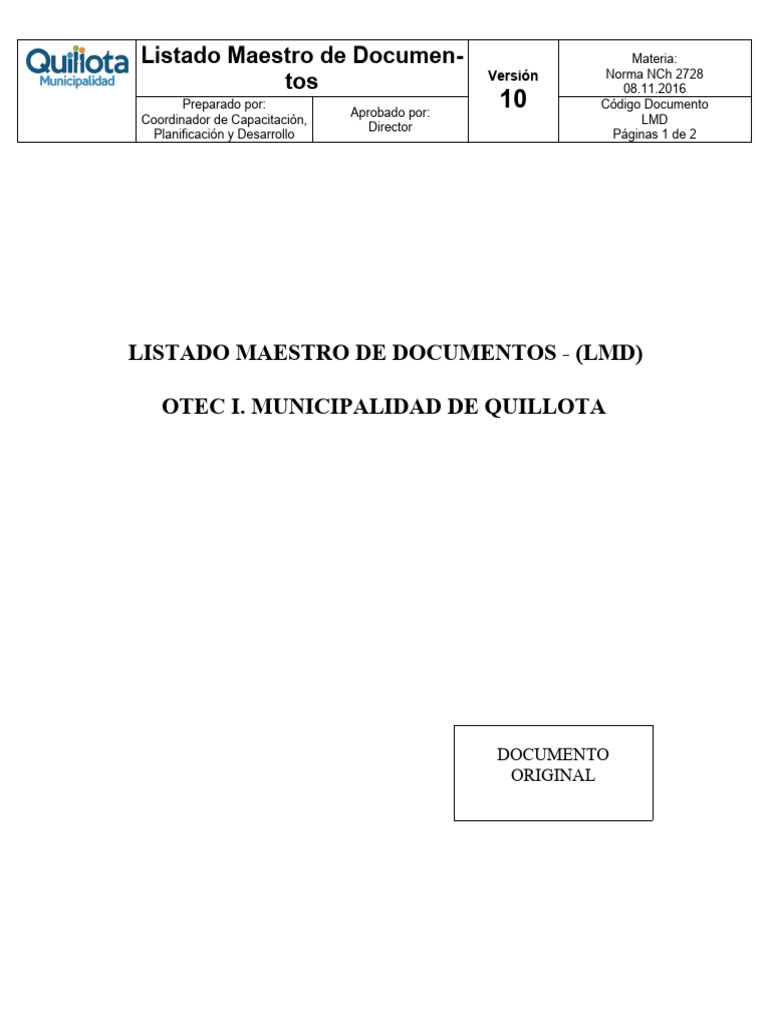 Listado Maestro de Documentos - LMD | PDF