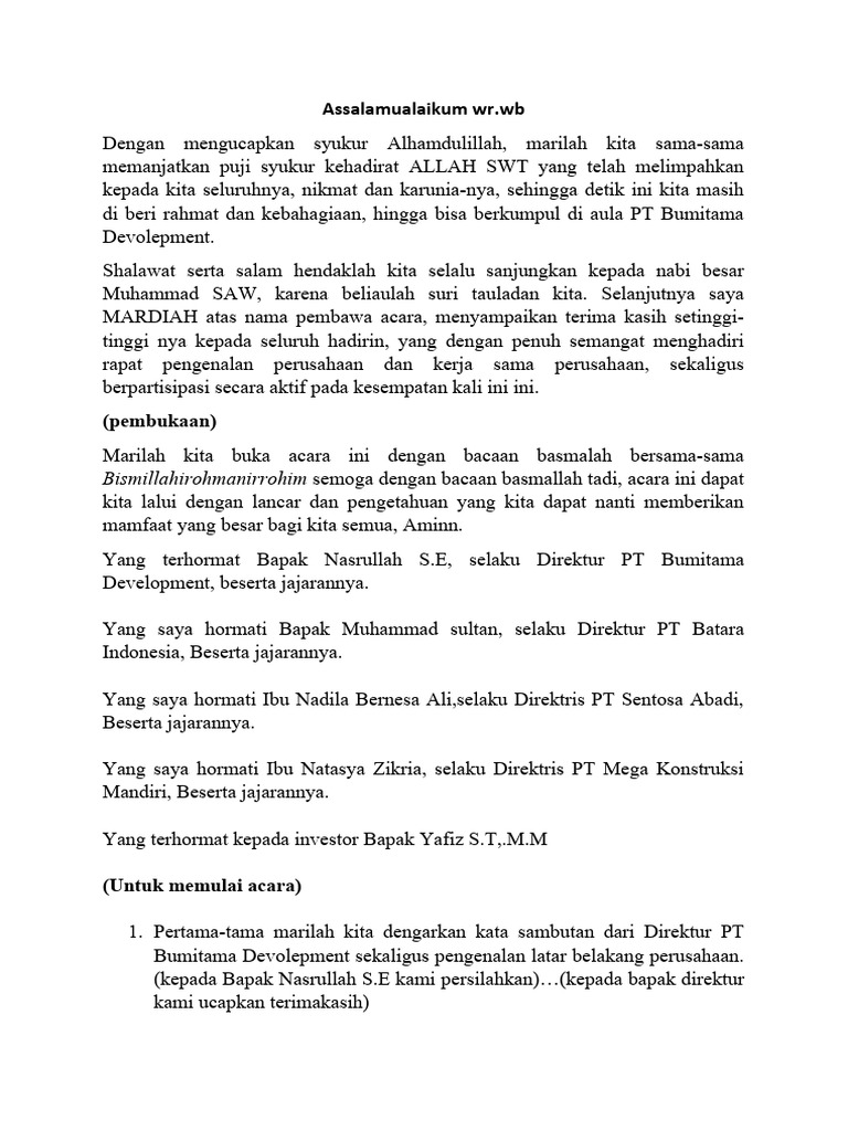 Teks MC - Rapat Dan Jamuan Makan Malam | PDF