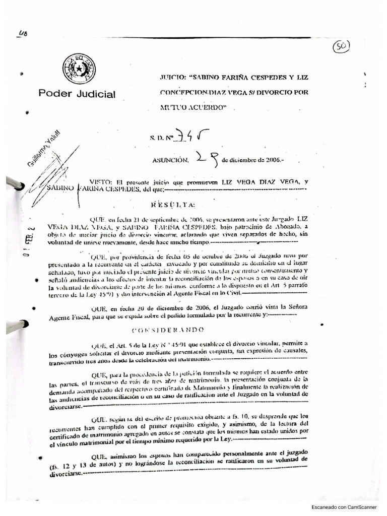 Divorcio Vincular Por Mutuo Consentimiento | PDF