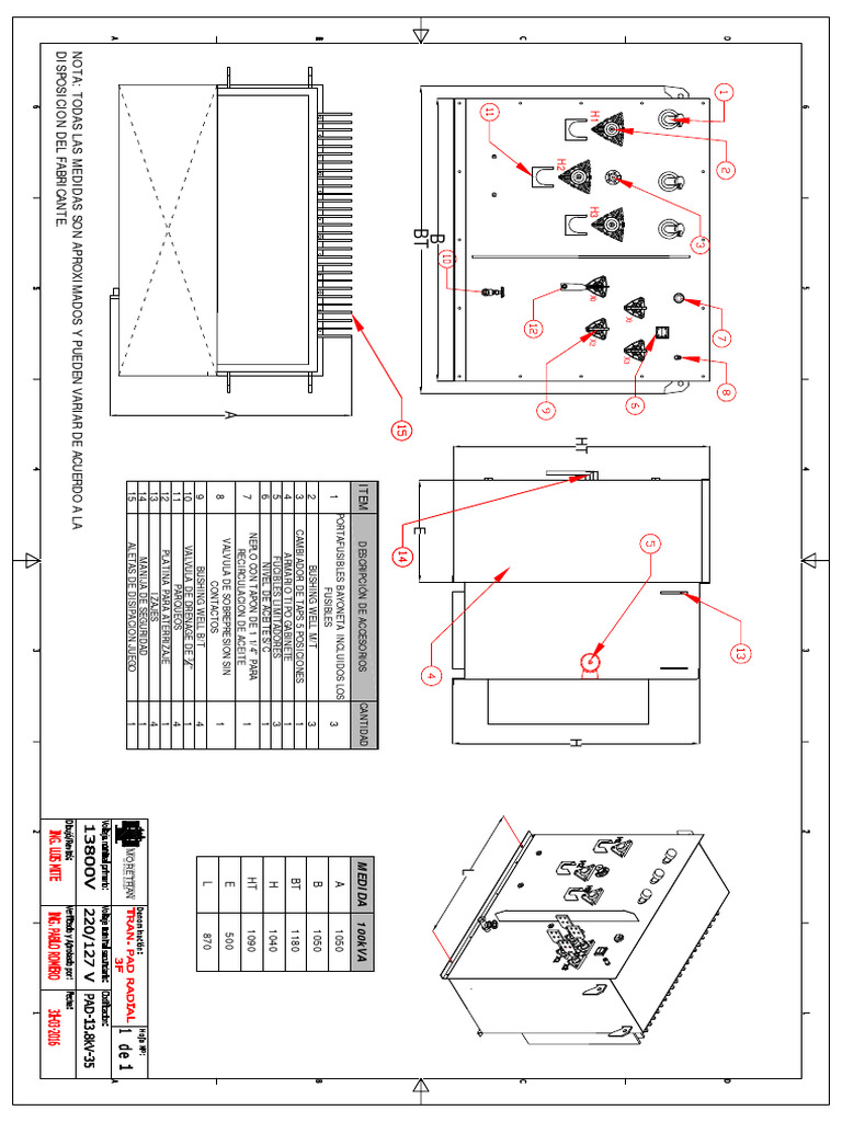 Padmounted 3F 100kVA Radial C-Bayoneta 13.8kV T563001 | PDF