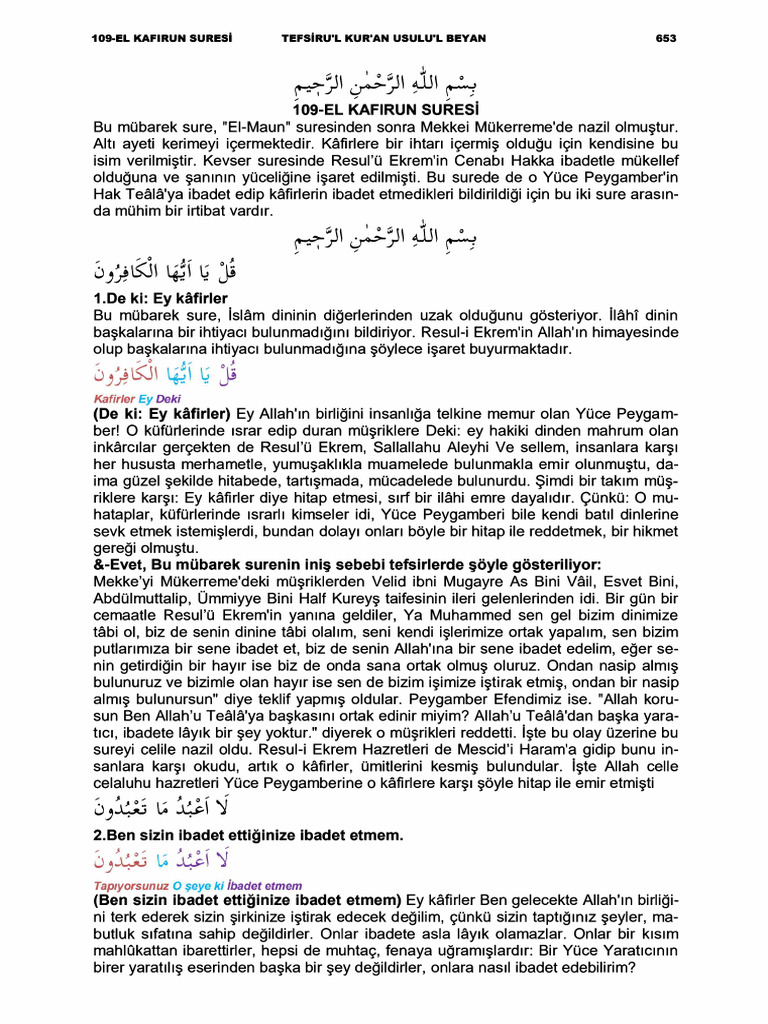 109-Kafi̇run Suresi̇ | PDF