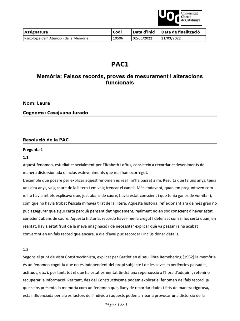 Pac1 Memòria | PDF