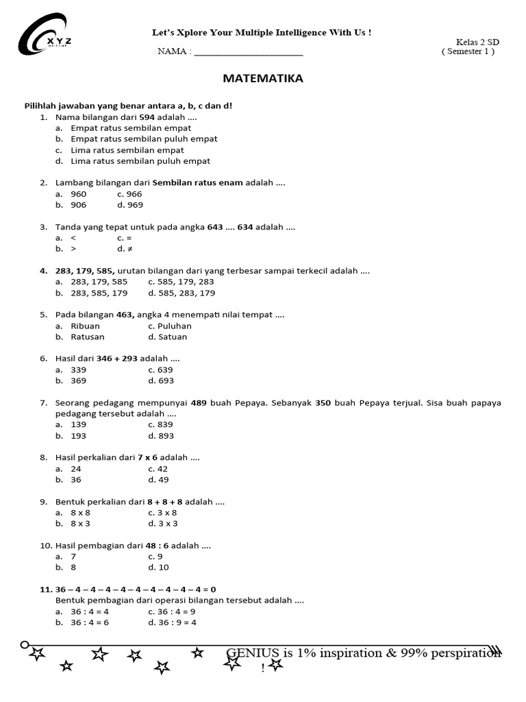 Matematika Kelas 2 | PDF