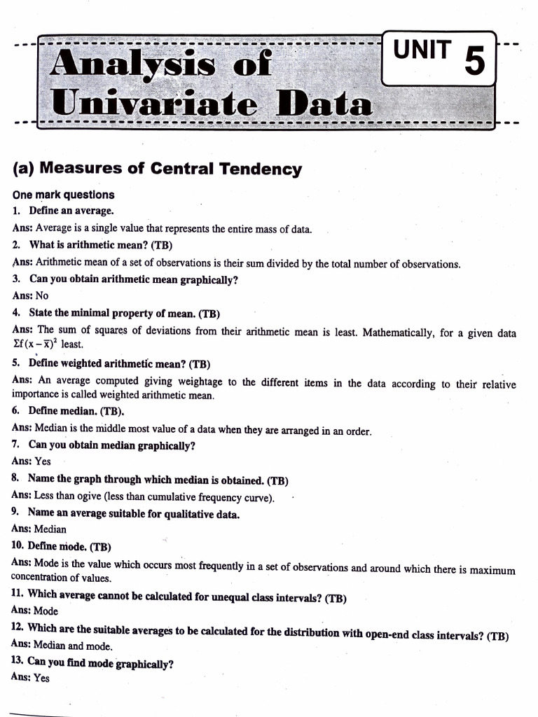 Chapter 5 Analysis Of Univariate Data Pdf