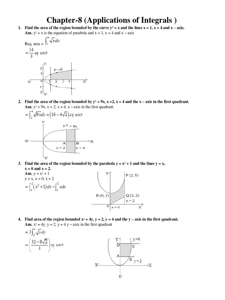 Chapter-8 (Applications Og Integrals | PDF | Area | Cartesian ...