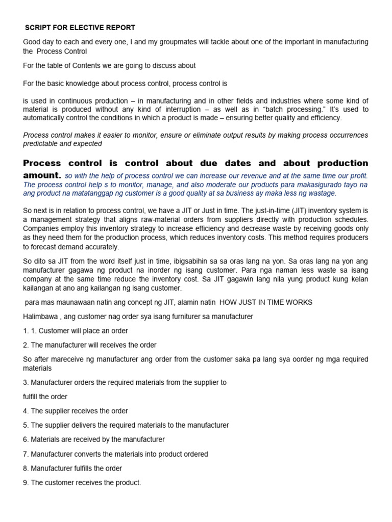 Script For Elective Report | PDF