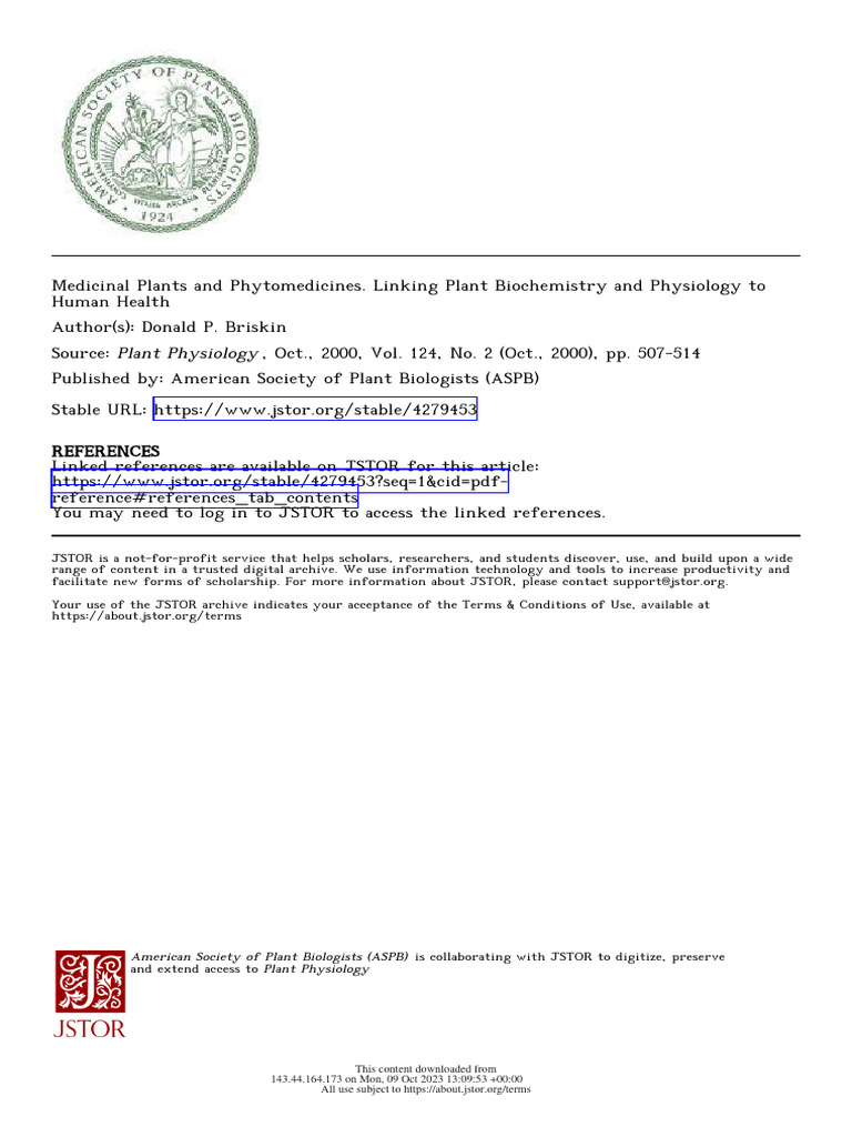 Briskin MedicinalPlantsPhytomedicines 2000 | PDF