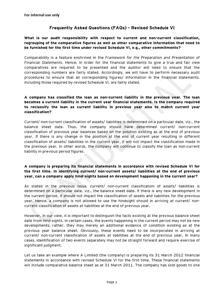 FAQs On Revised Schedule VI | PDF
