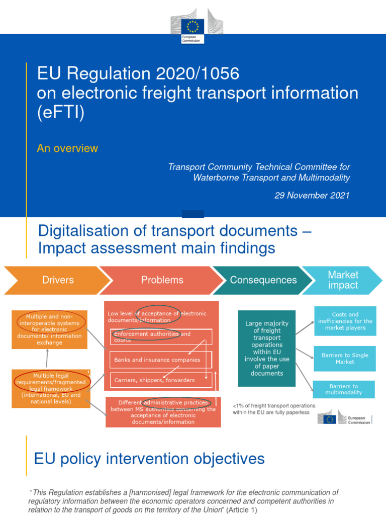 EU Regulation 20201056 On Electronic Freight Transport Information EFTI ...
