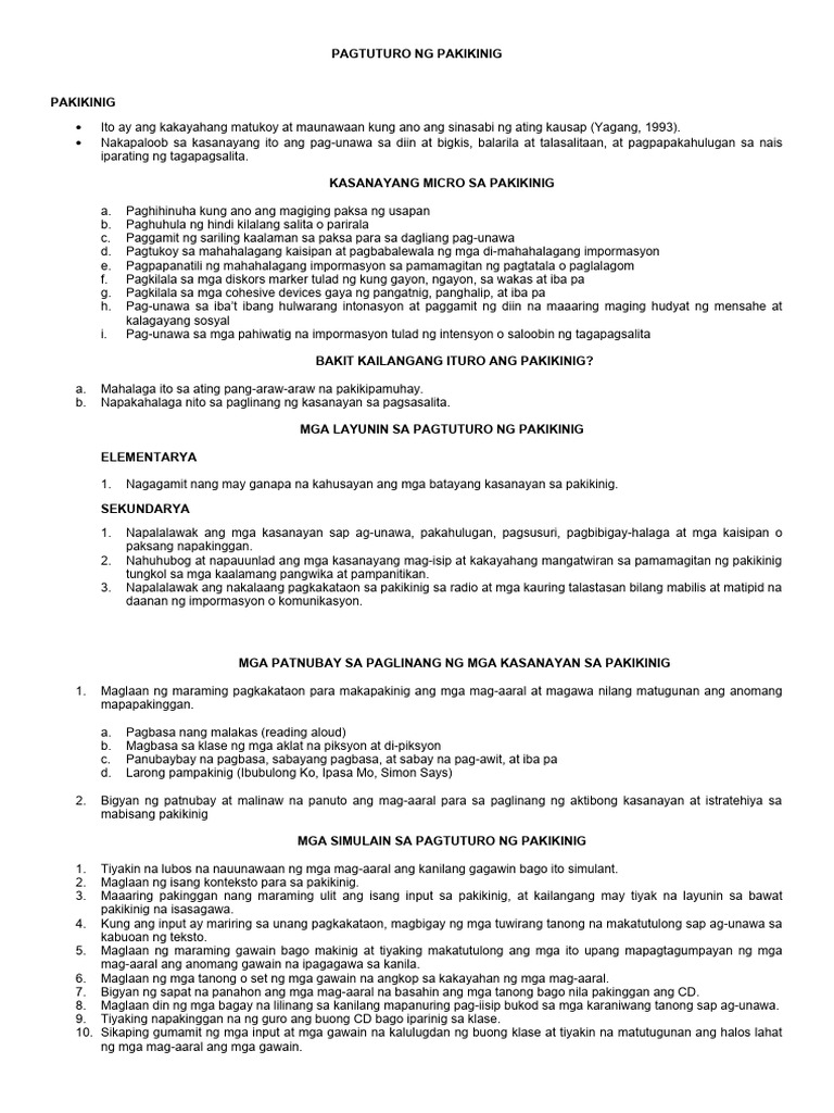 Pagtuturo NG Pakikinig | PDF