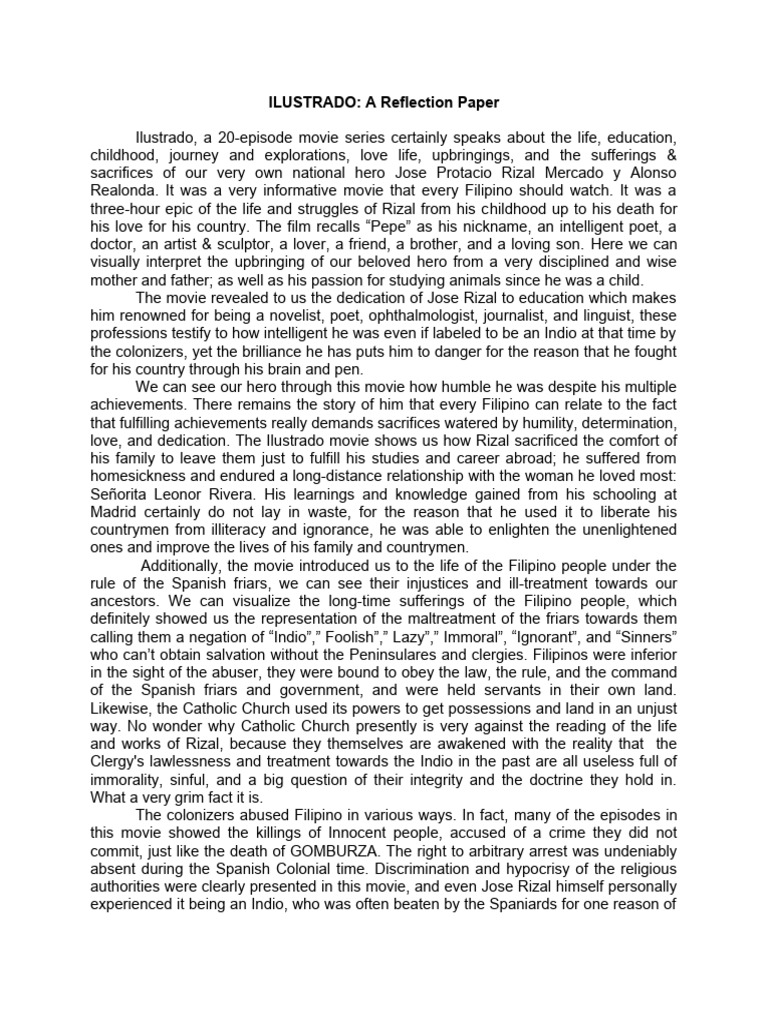 GEC109 (Life and Works of Rizal) Reflection Paper - Ilustrado | PDF