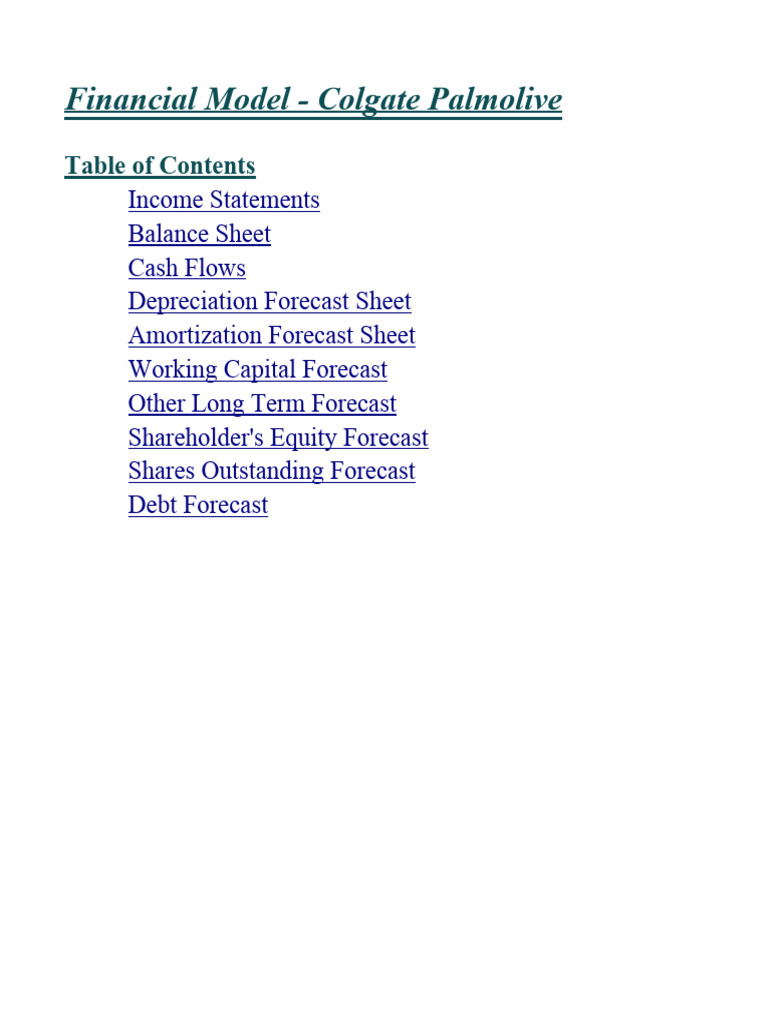 Colgate Financial Model | PDF | Finance & Money Management | Computers
