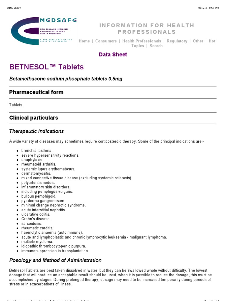 BETNESOL™ Tablets: Data Sheet