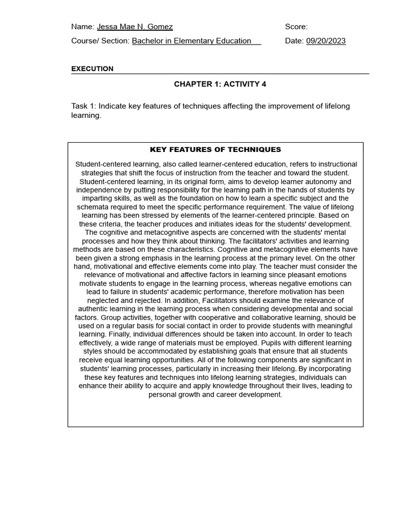 Activity 1.4 (33-34) | PDF | Learning | Education Theory