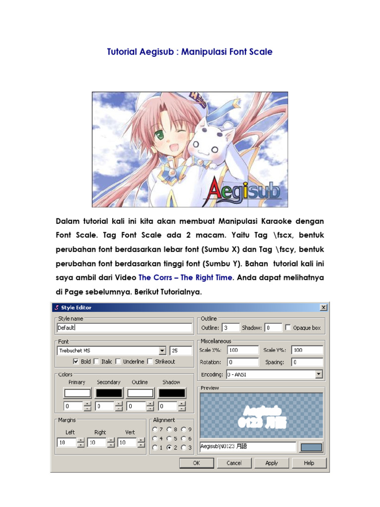 Tutorial Aegisub Manipulasi Font Scale | PDF