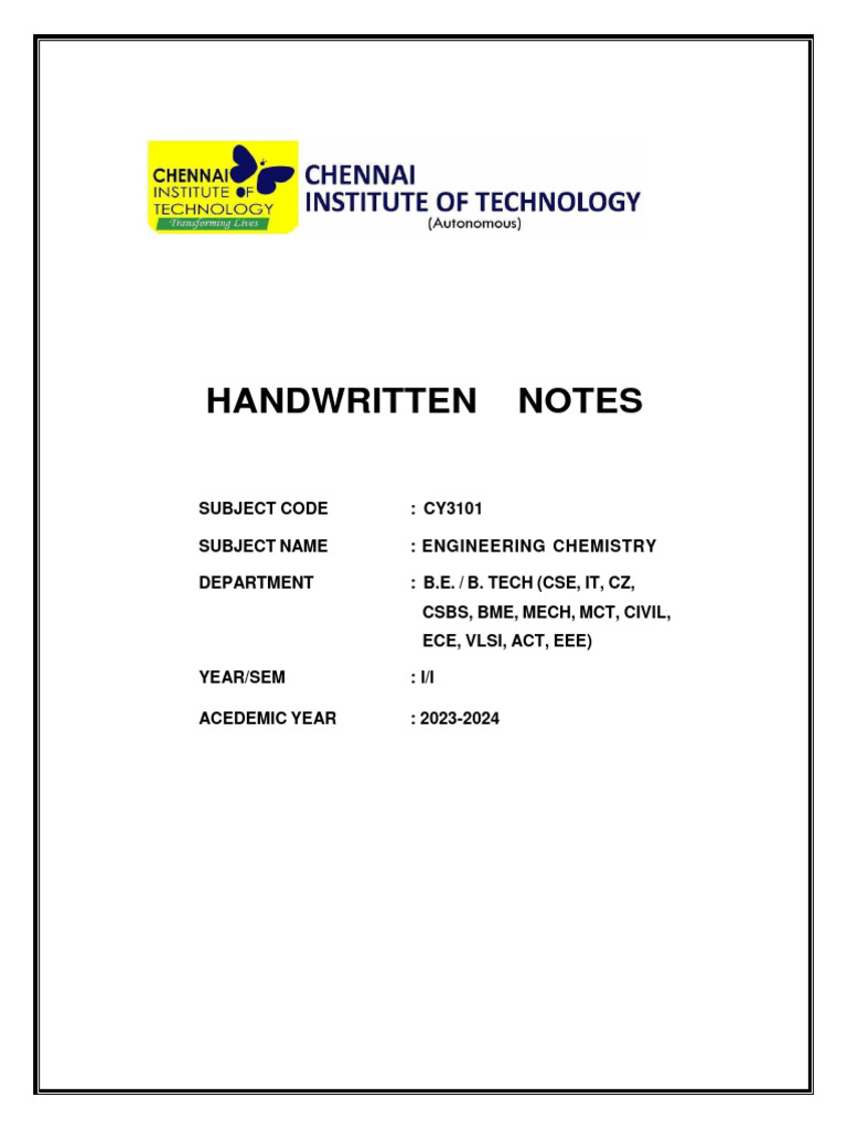Sem 1 Chem Unit 1 | PDF | Engineering | Science