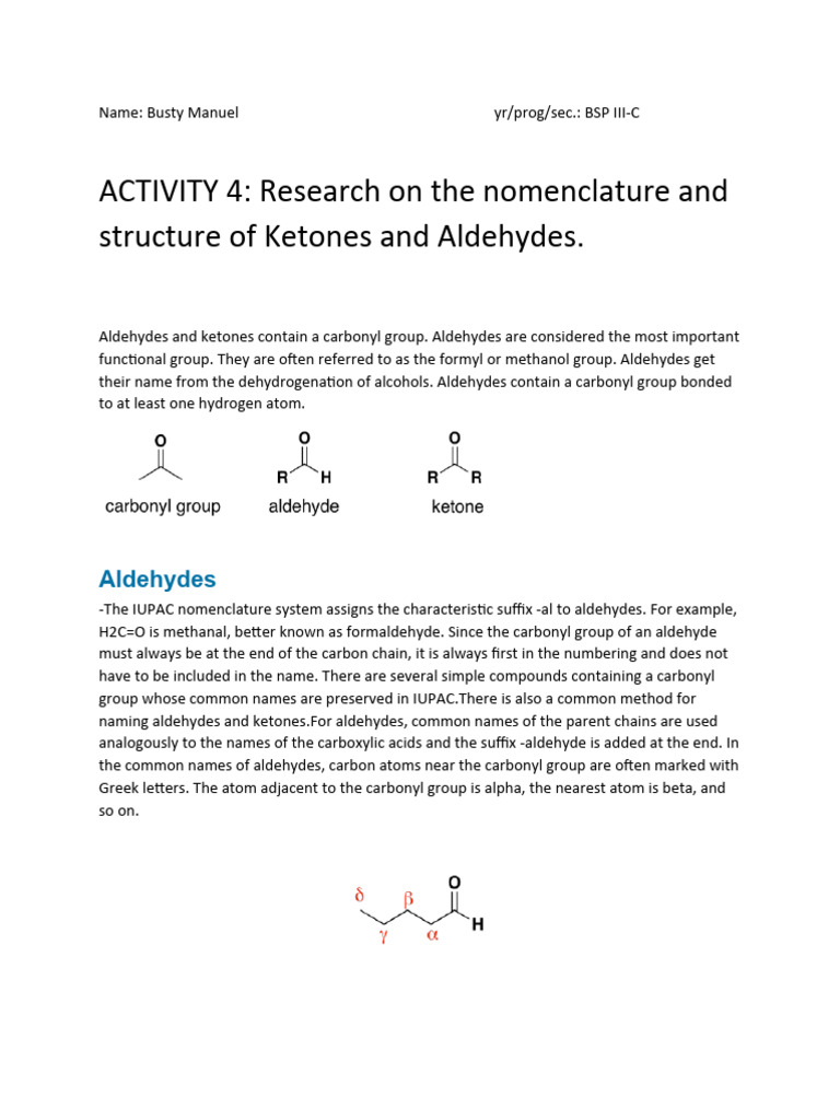 Activity 5 Ketones and Aldehydes | PDF | Science & Mathematics