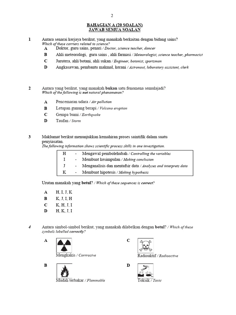 Soalan PPT Sains t1 Smktls Obj | PDF