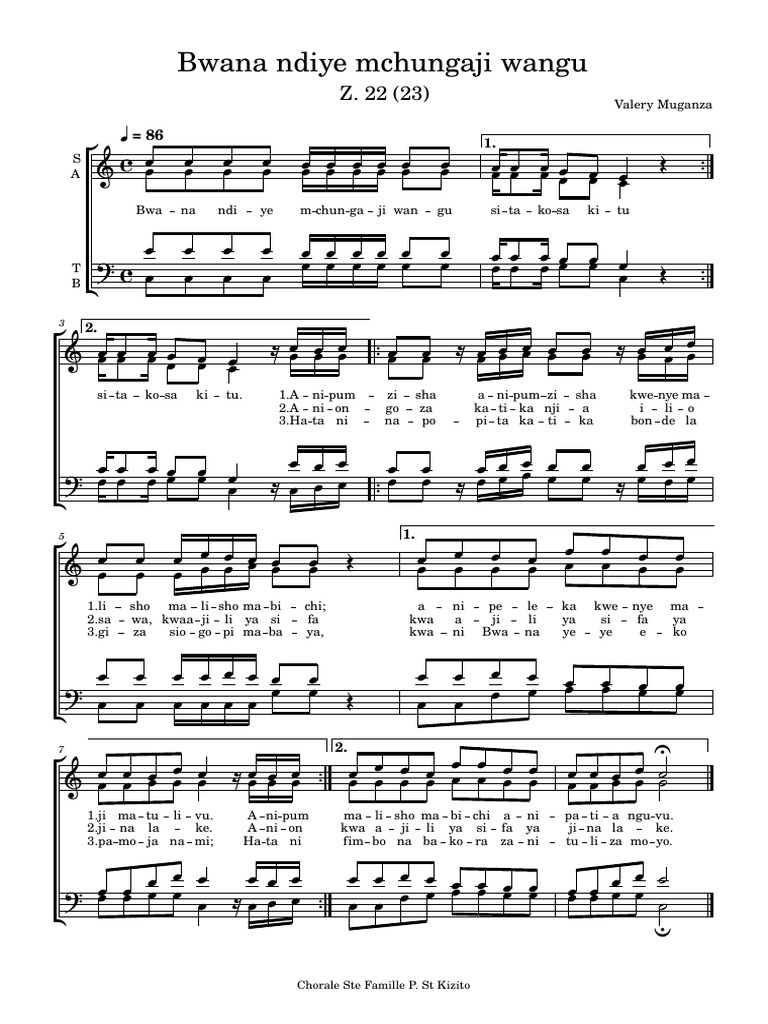 Bwana Ndiye Mchungaji Wangu | PDF