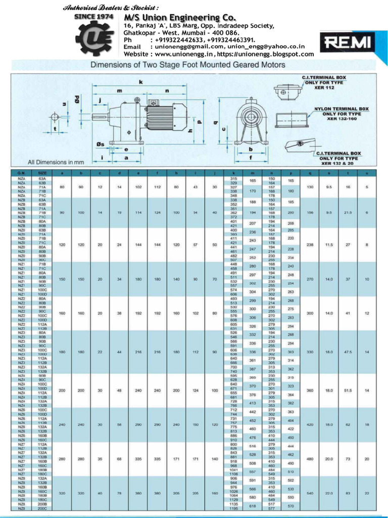 Remi 2 Stage Geared Motor Dimensional Catalogue | PDF