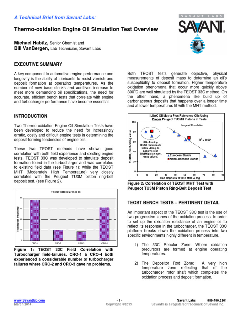 Q1 2014 TEOST Technical Brief | PDF | Technology & Engineering
