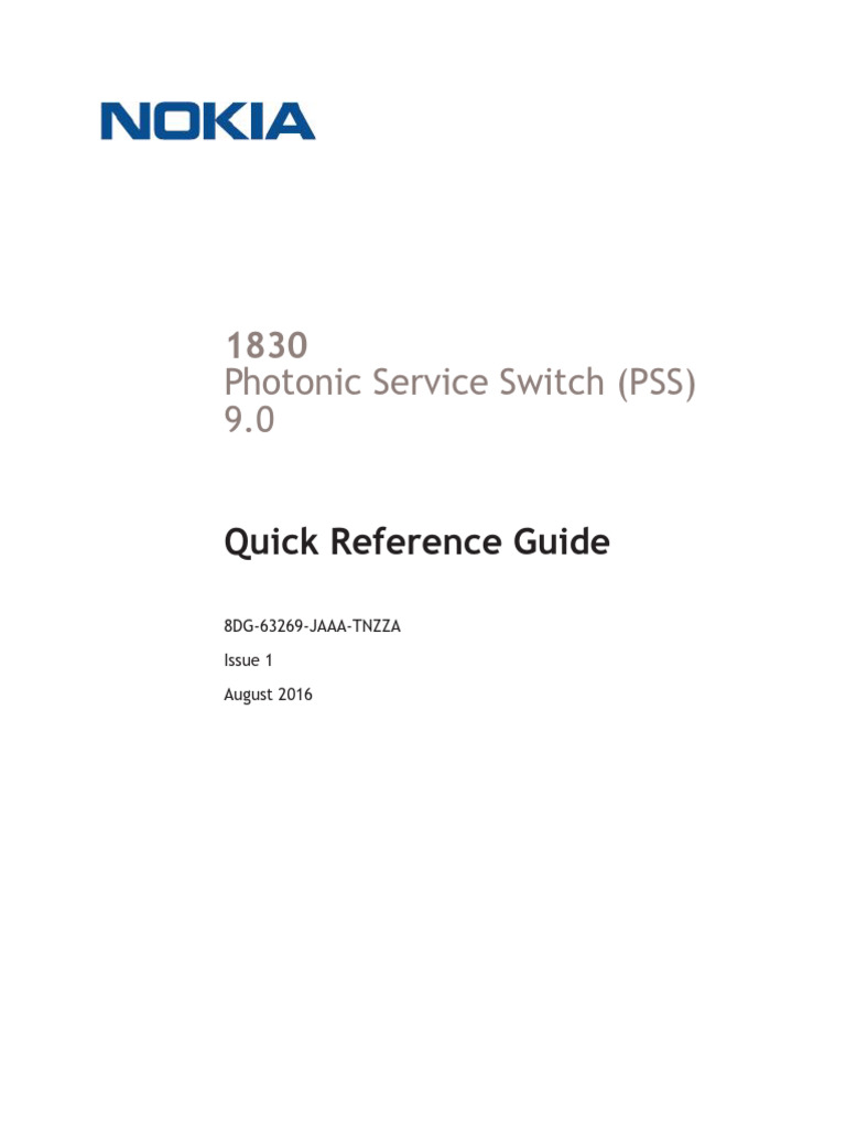 1830 Photonic Service Switch (PSS) Release 9.0 Quick Reference Guide ...