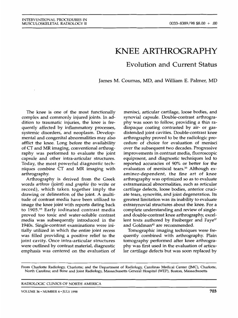 Knee Arthrography | PDF