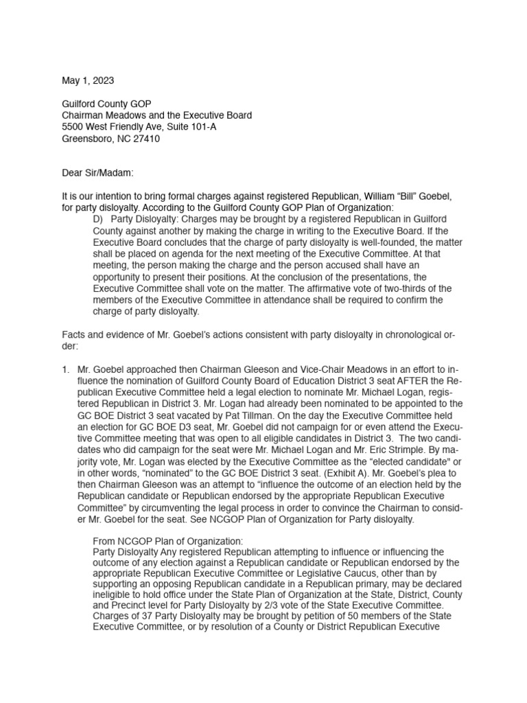 Letter of Formal Charge-Final | PDF