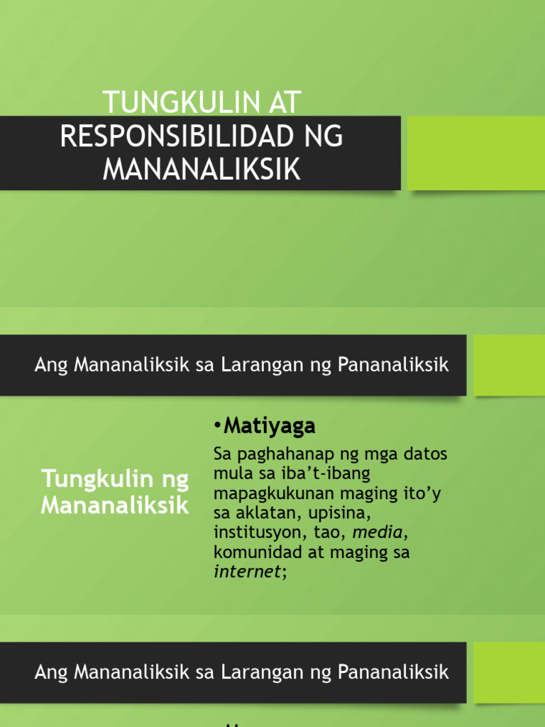 Tungkulin at Responsibilidad NG Mananaliksik | PDF