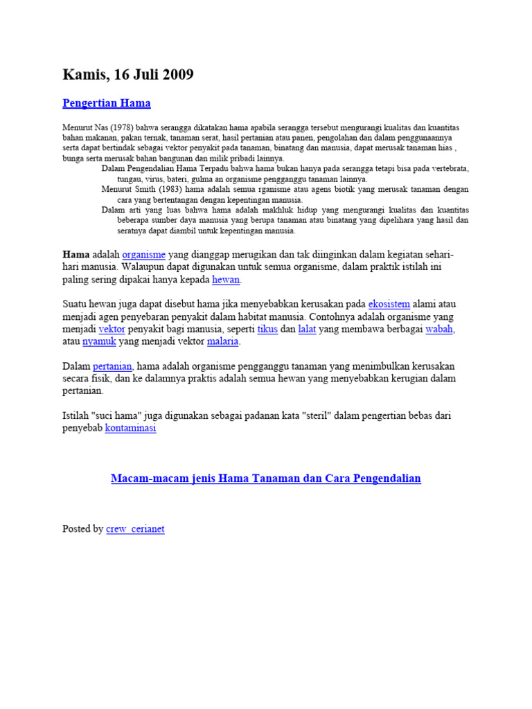 Pengertian dan Jenis Hama Tanaman | PDF | Sains & Matematika