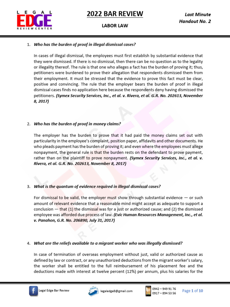 2022 LAST MINUTE HO 2 - Labor Law | Download Free PDF | Employment ...