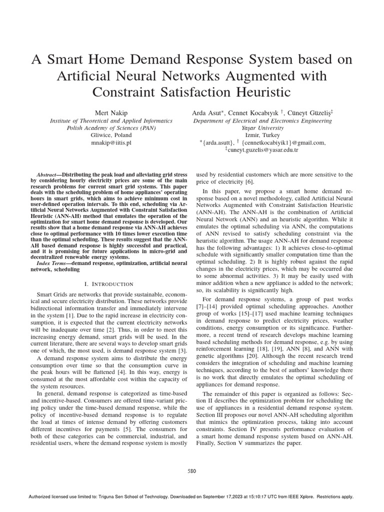 A Smart Home Demand Response System Based On Artificial Neural Networks Augmented With