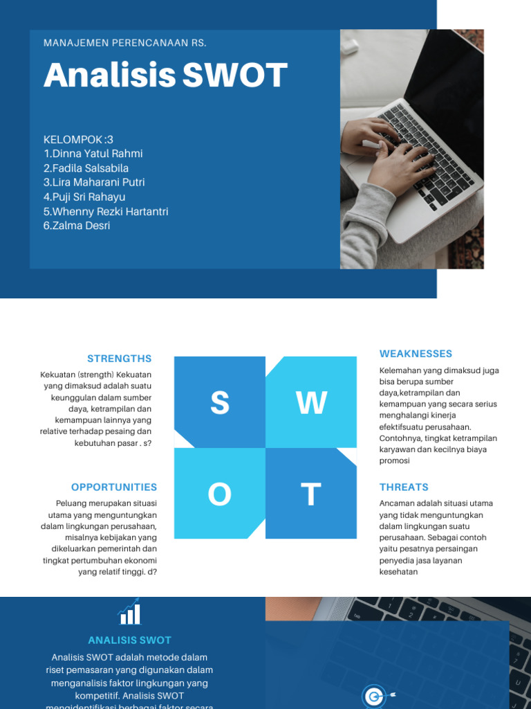 SWOT Analysis Visual Charts Presentation in Blue White Teal Simple ...