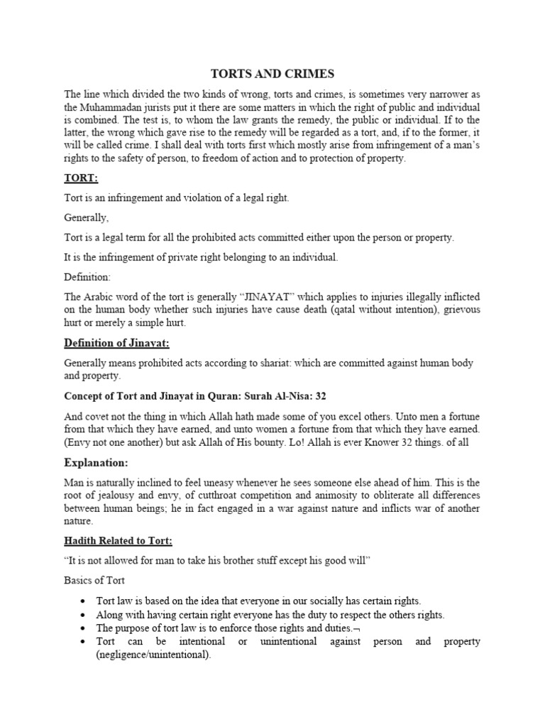 Torts and Crimes | PDF