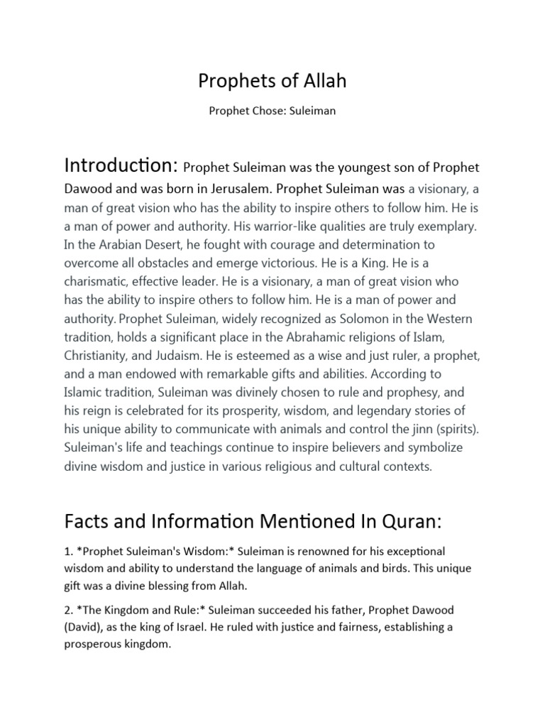 Prophets of Allah | PDF | Prophets And Messengers In Islam | Muhammad
