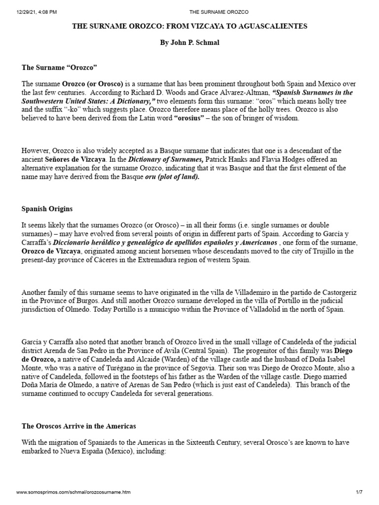 Origins of the Orozco Surname | PDF | New Spain | Hernán Cortés