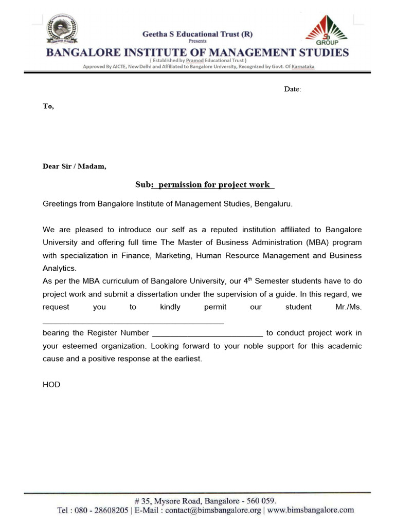 Project Request Letter | PDF