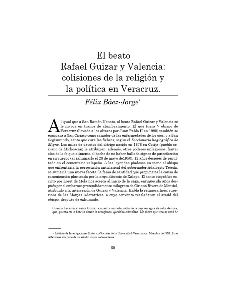 El Beato Rafael Guizar y Valencia: Colisiones de La Religión y La ...