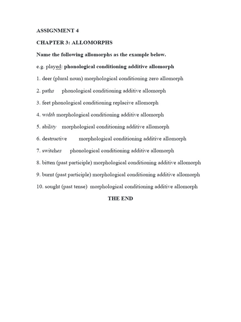 Assignment 4 - Allomorphs | PDF
