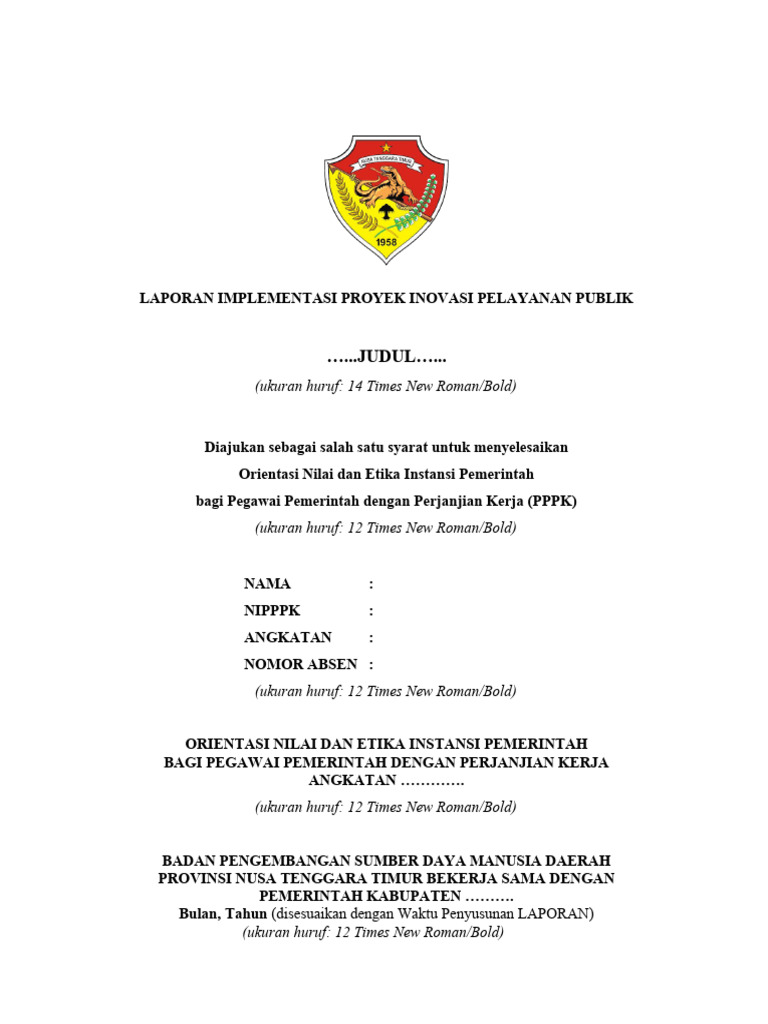 Format Laporan Implementasi Proyek IPP - P3K | PDF