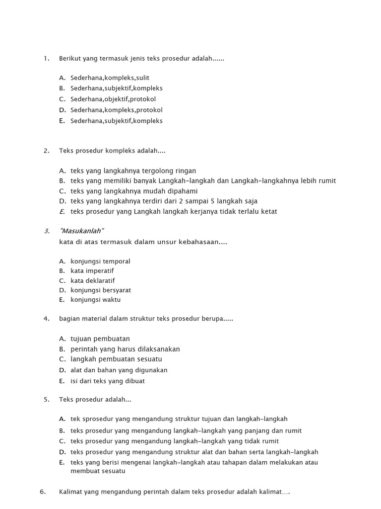 Soal Materi Teks Prosedur (Kelas XI) | PDF
