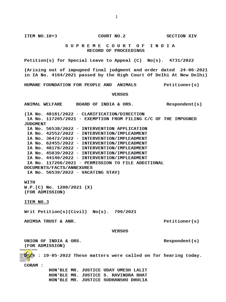 Vacating Interim Stay Order in SLP 4731/2022 | PDF