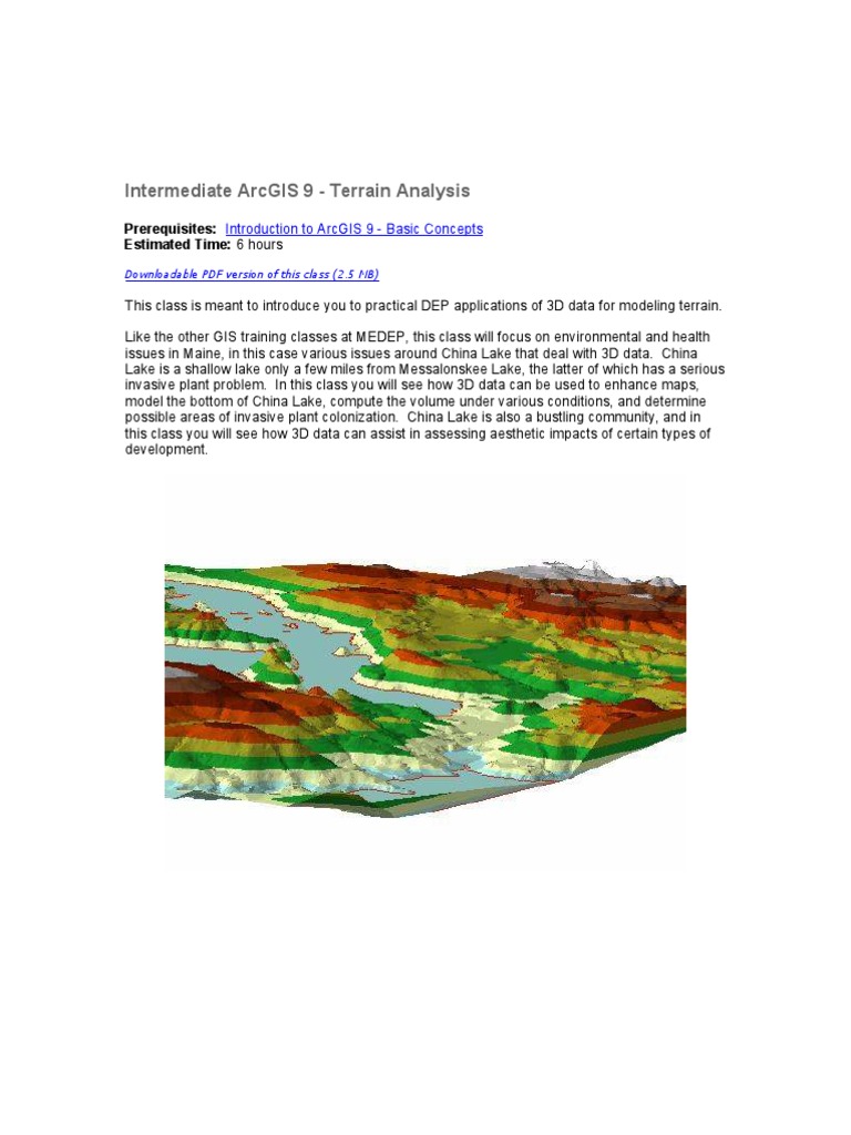 Intermediate ArcGIS 9 - Terrain Analysis | PDF | Topography | Arc Gis